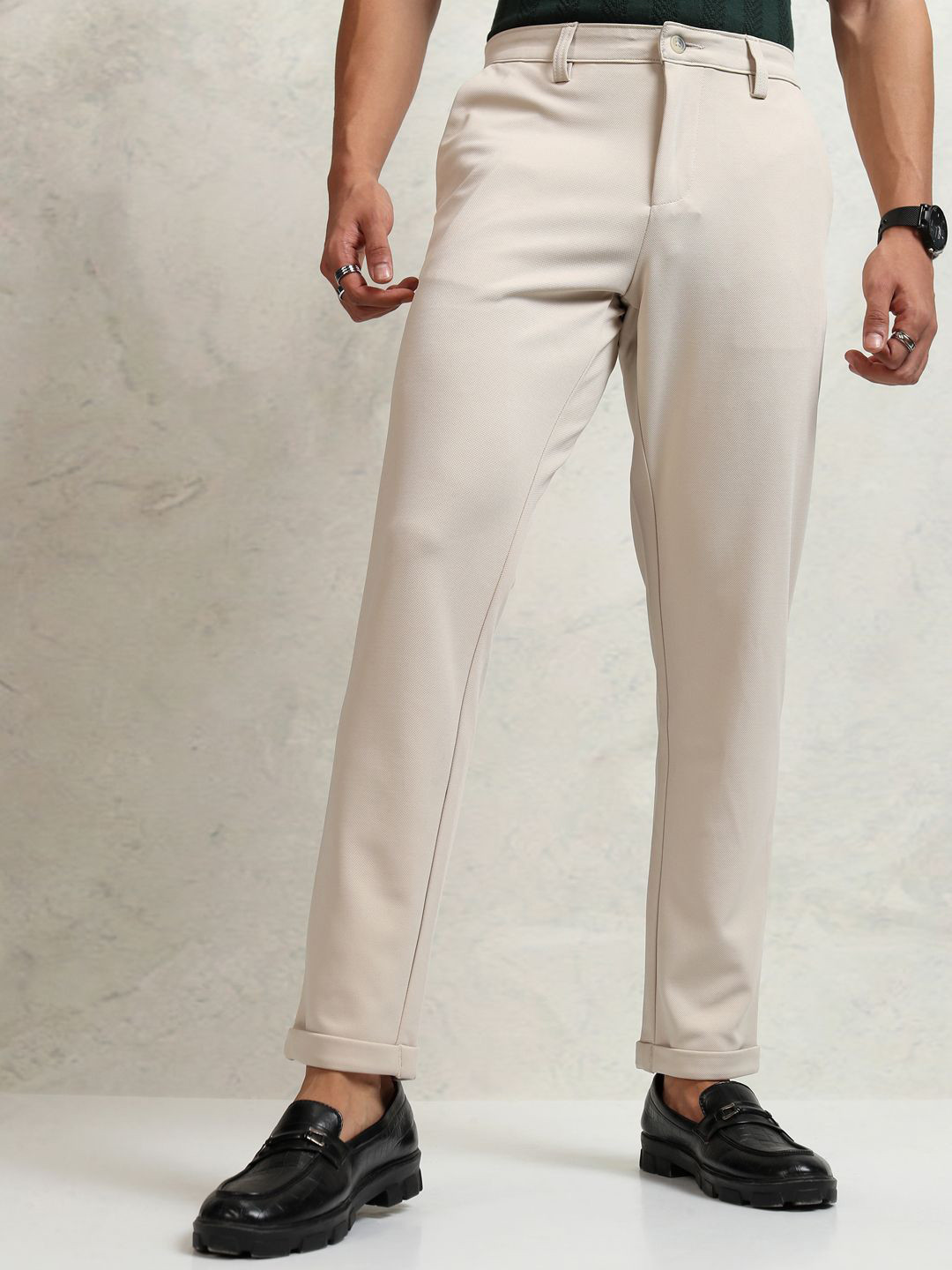 Buy HIGHLANDER Men Mid Rise Slim Fit Formal Trousers - Trousers for Men ...