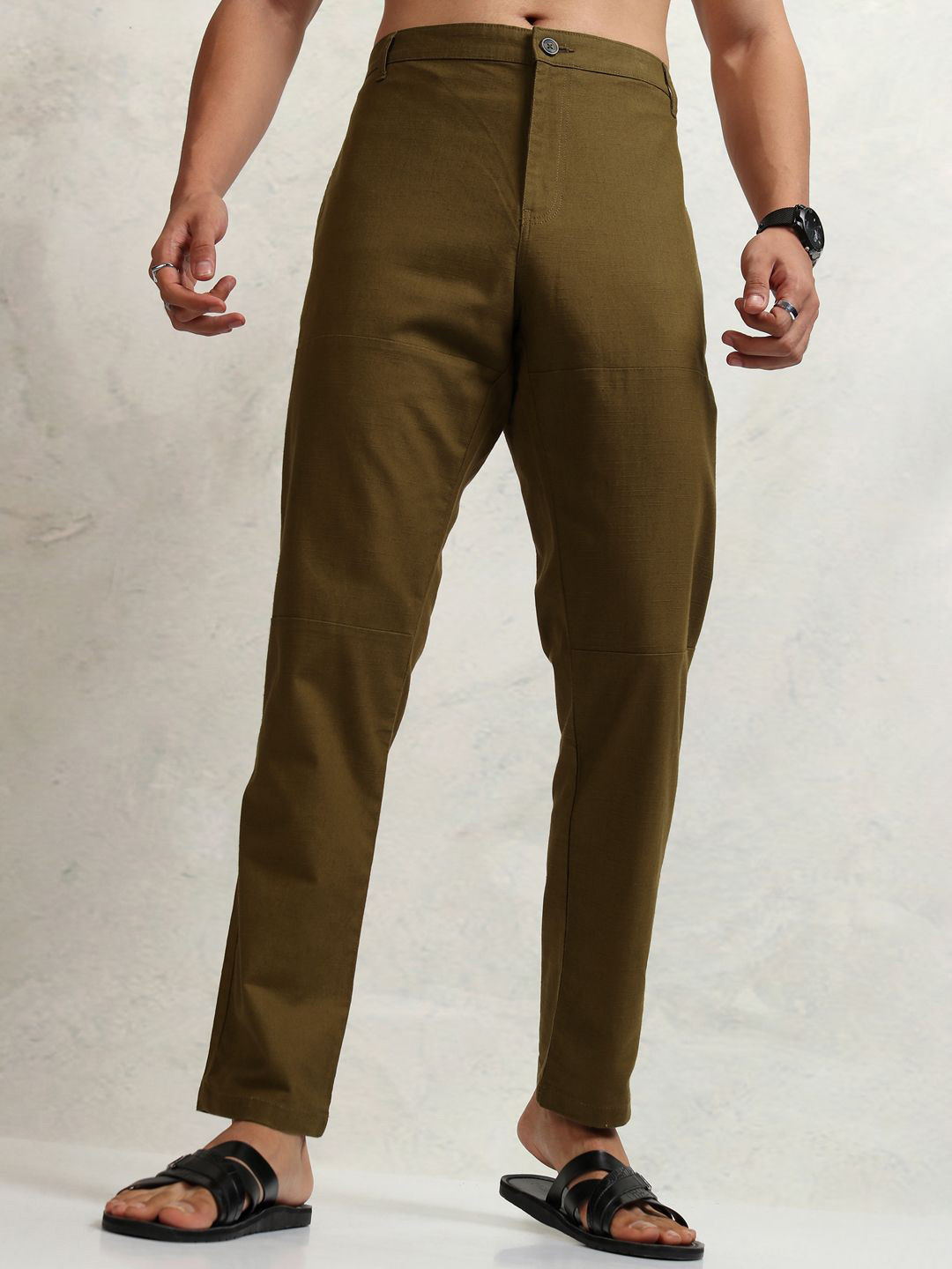 Buy HIGHLANDER Men Solid Elasticated Soft Trouser - Trousers for Men ...