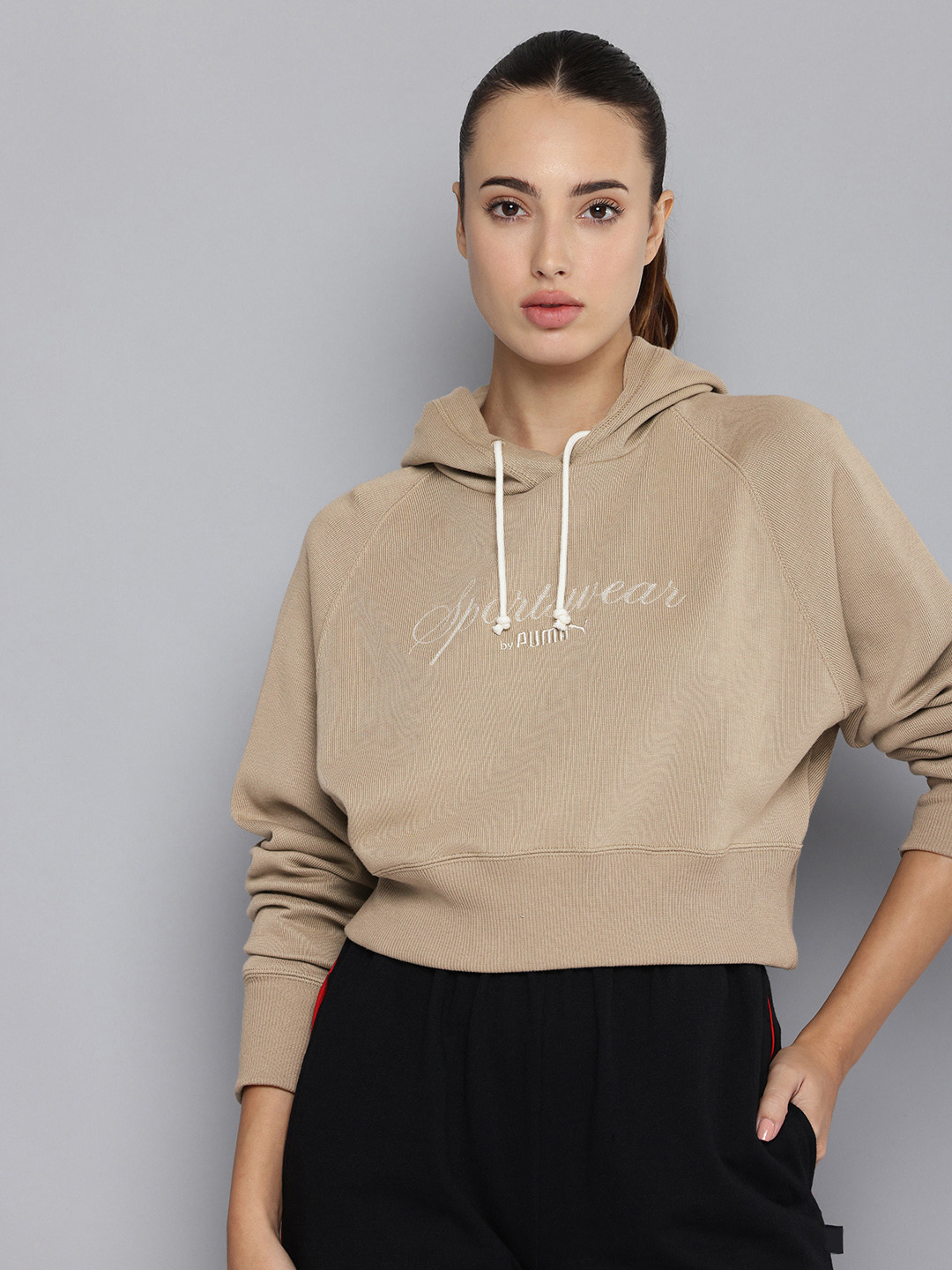 Buy Puma CLASSICS Brand Logo Embroidered Hooded Pure Cotton Relaxed Fit Sweatshirt - Sweatshirts ...