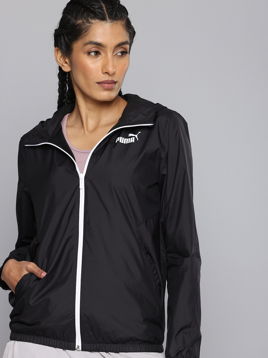 Buy Puma Windcheater & Water Repellent Hooded Sporty Jacket - Jackets ...