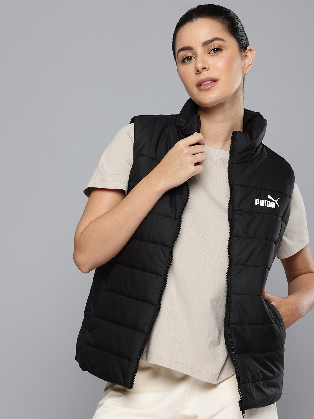 Buy Puma Water Repellent Mock Collar Padded Vest Jacket - Jackets for Women 30232764 | Myntra
