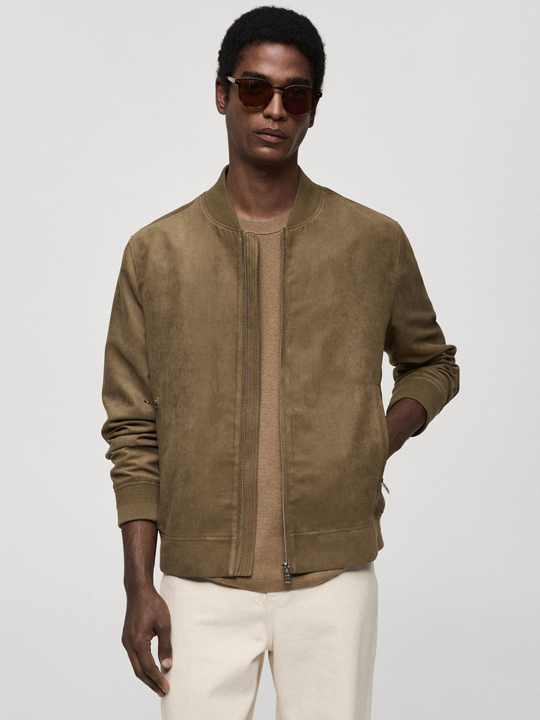 Buy MANGO MAN Suede Finish Bomber Jacket - Jackets for Men 30239144 ...