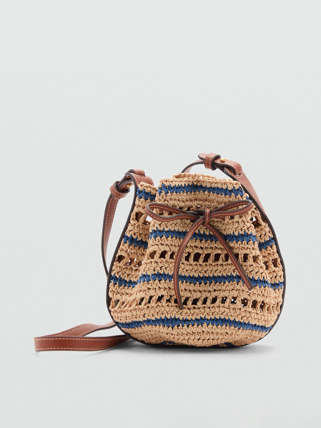 Buy MANGO Basket Weave Textured Structured Sling Bag - Handbags for ...