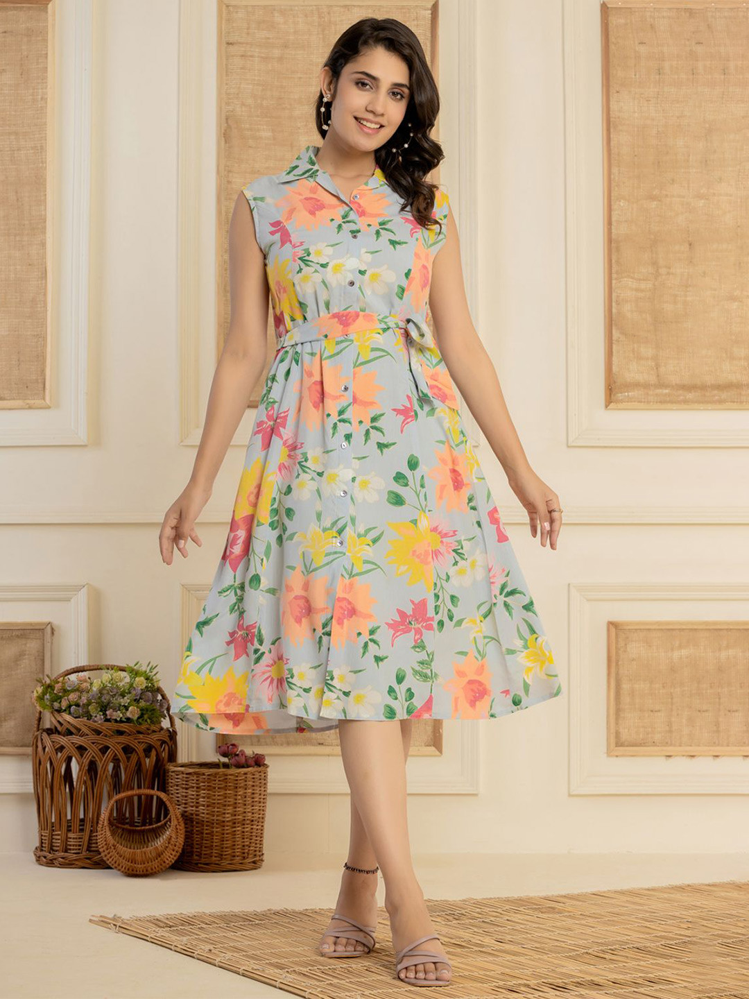 Buy KALINI Floral Print Fit & Flare Midi Dress - Dresses for Women ...