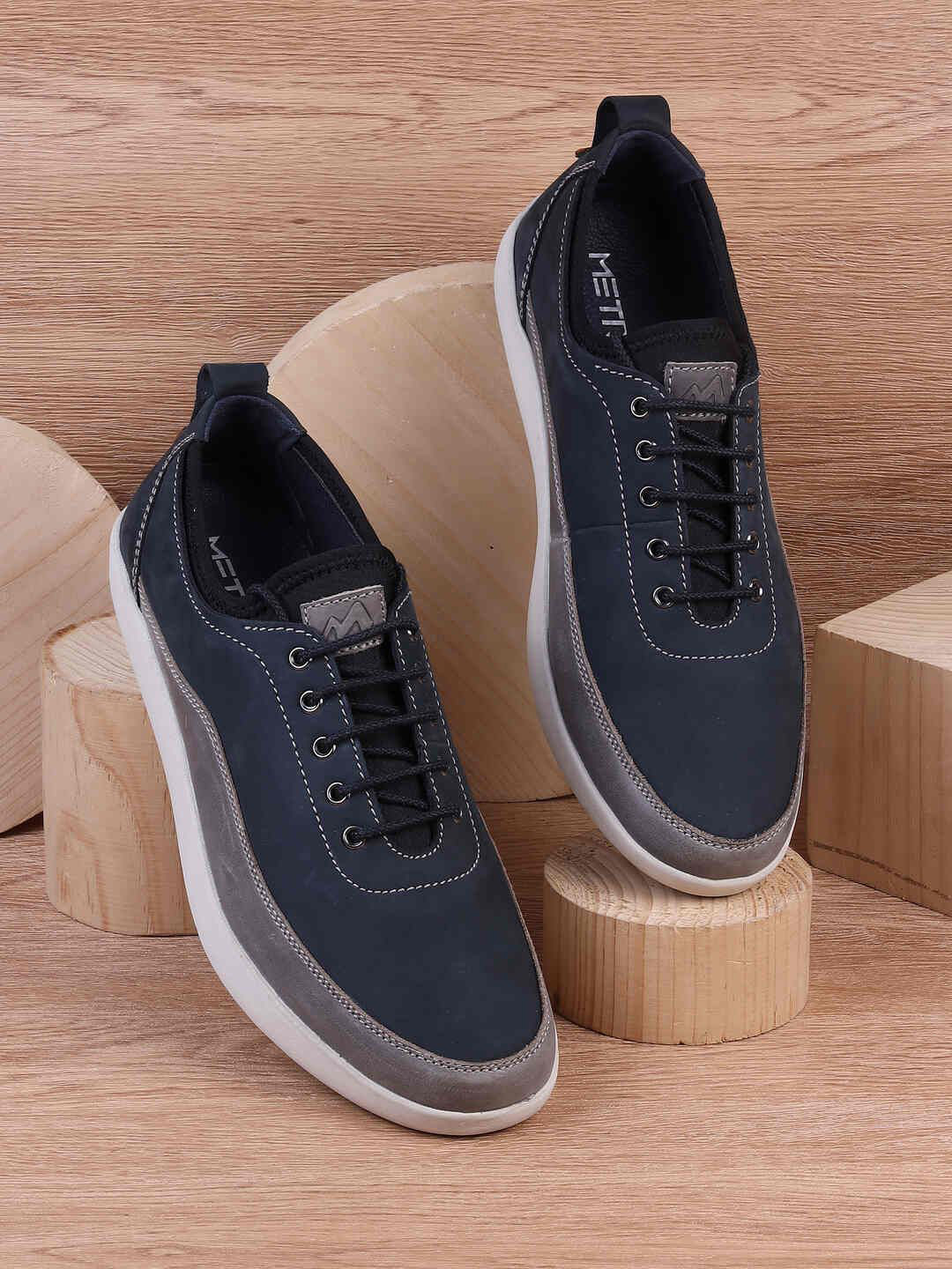 Buy Metro Men Colourblocked Leather Flatforms - Casual Shoes for Men ...