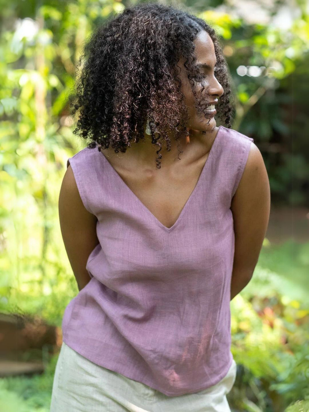 Buy Creatures Of Habit Women Linen V Neck Tank Top - Tops for Women ...