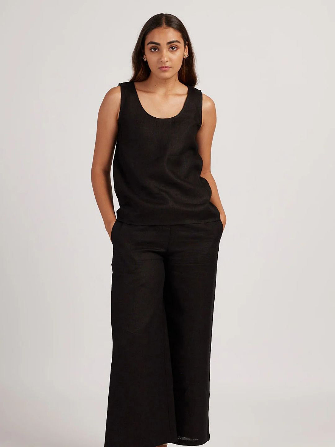 Buy Creatures Of Habit Women Linen Round Neck Tank Top - Tops for Women ...