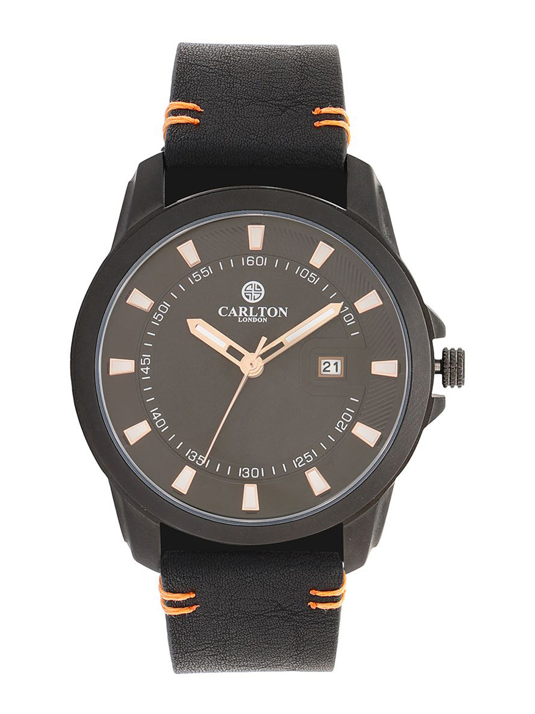 Buy Carlton London Men Black Dial & Leather Straps Analogue Watch ...