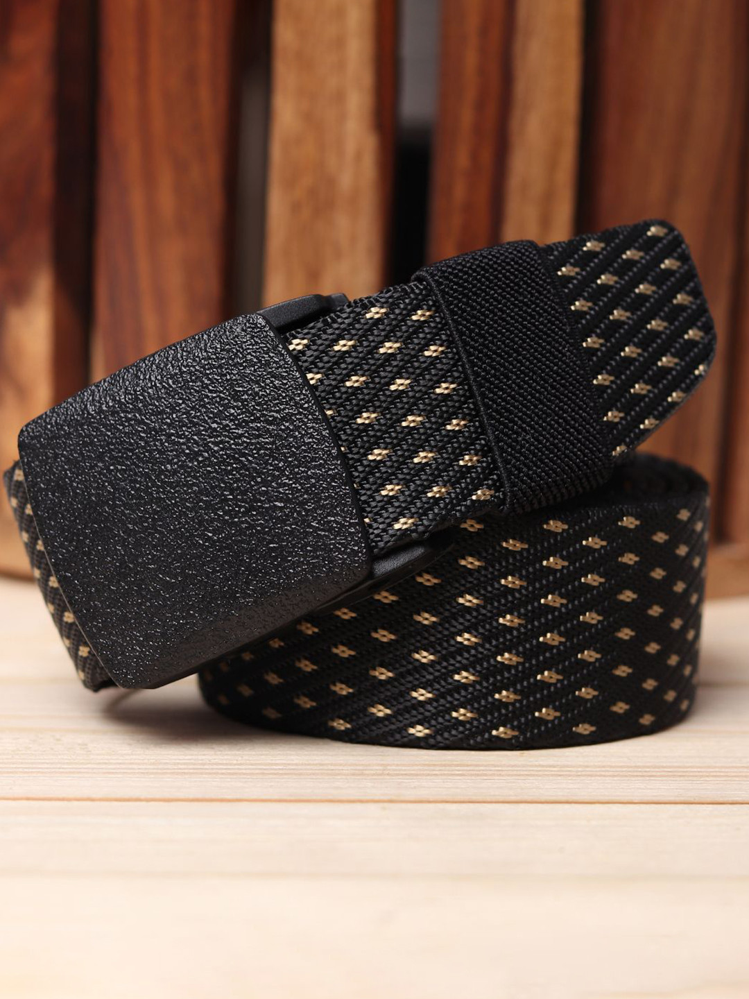 Buy The Roadster Lifestyle Co. Men Textured Slider Buckle Closure Belt ...