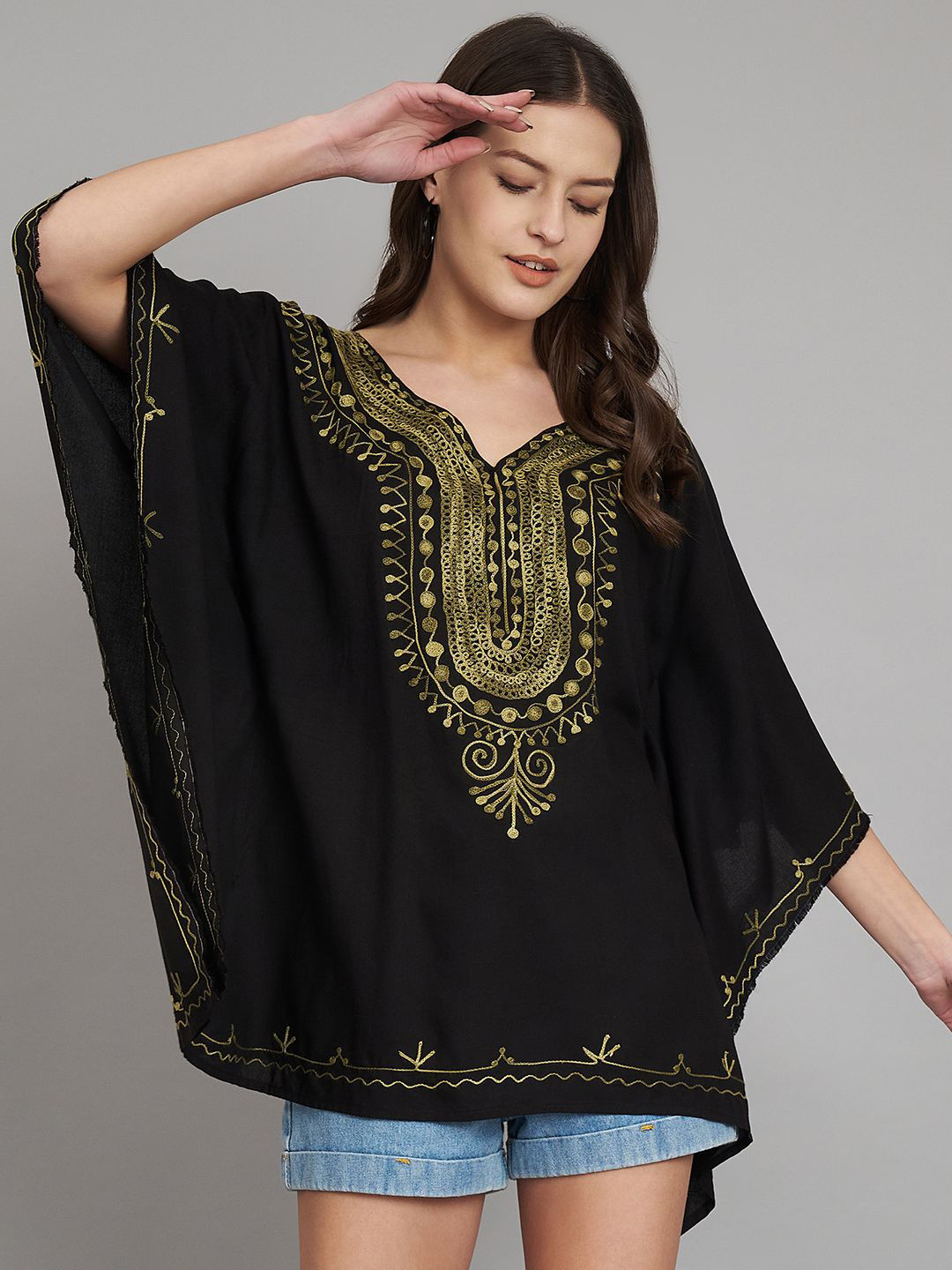 Buy SAAKAA Embellished Kimono Sleeve Kaftan Top - Tops for Women ...