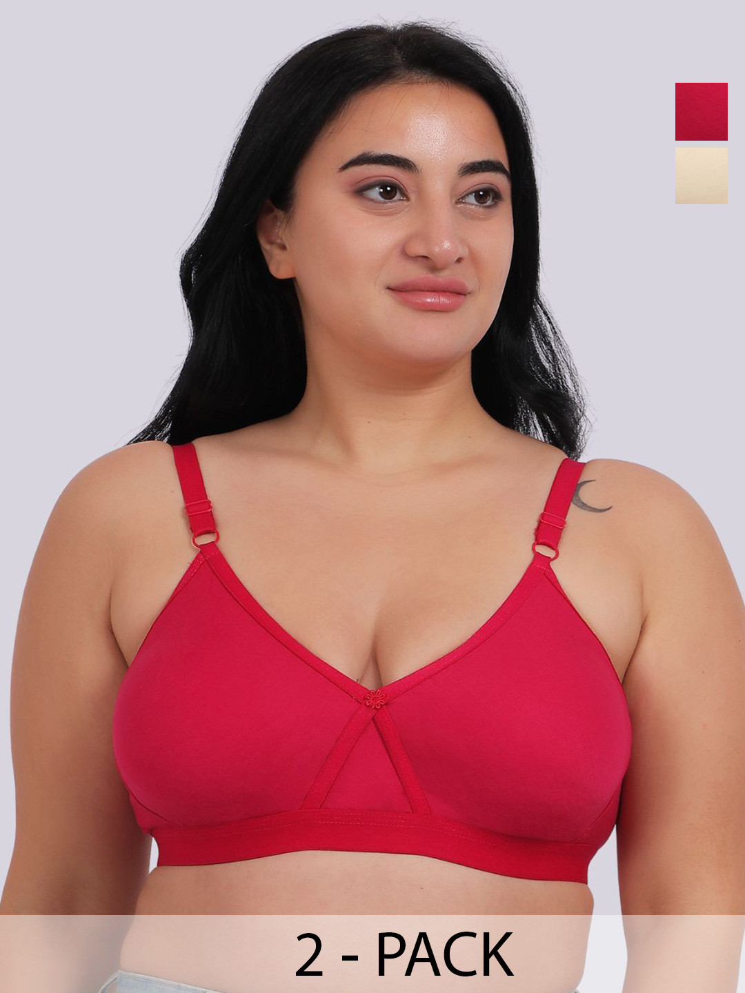 Buy Fabme Pack Of 2 Seamless Plus Size Cross Belt Bra BR_288 - Bra for Women 30257369 | Myntra