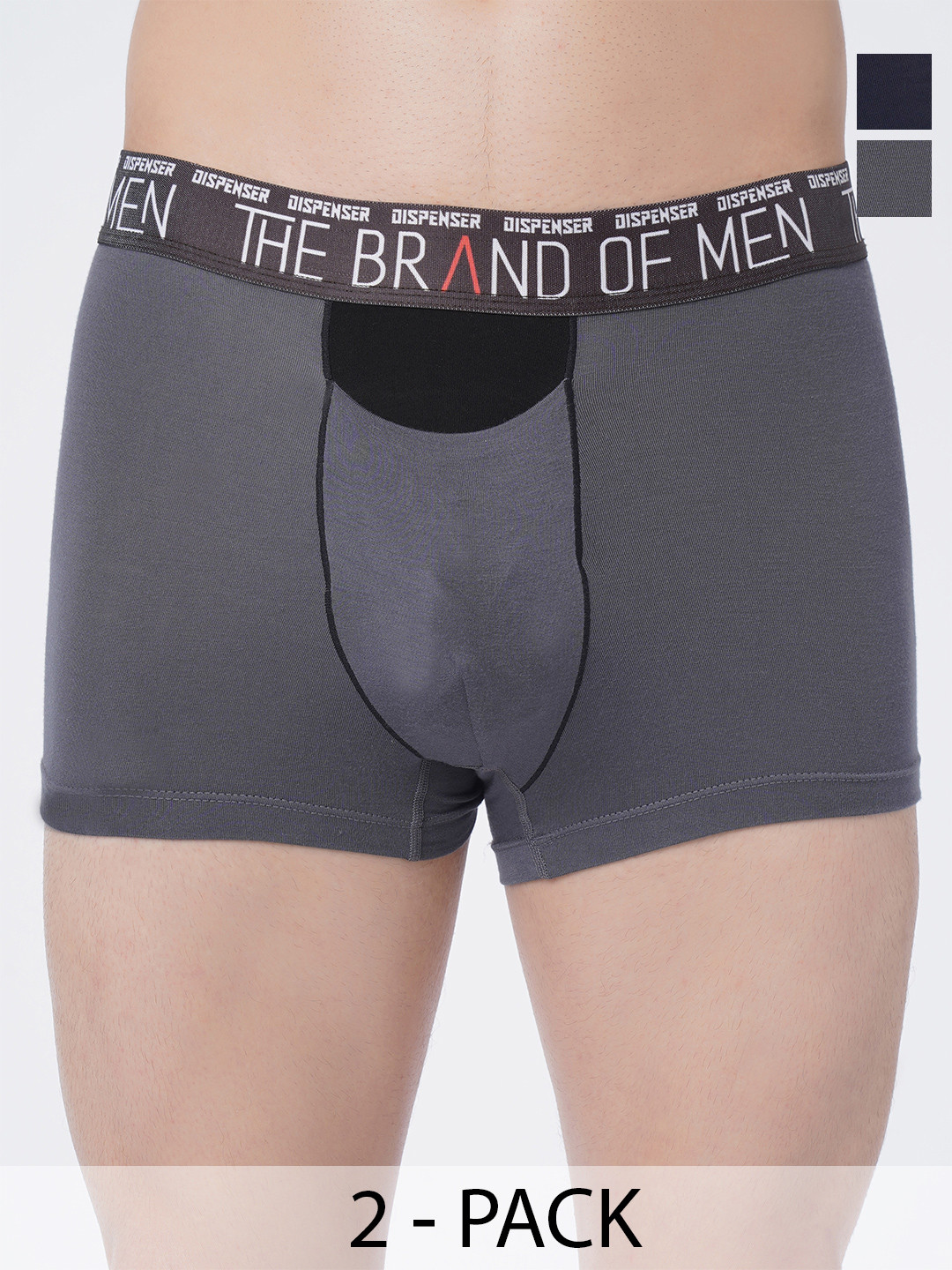 Buy DISPENSER Men Pack Of 2 Mid Rise Trunks S4 Trunk Grey Navy M ...