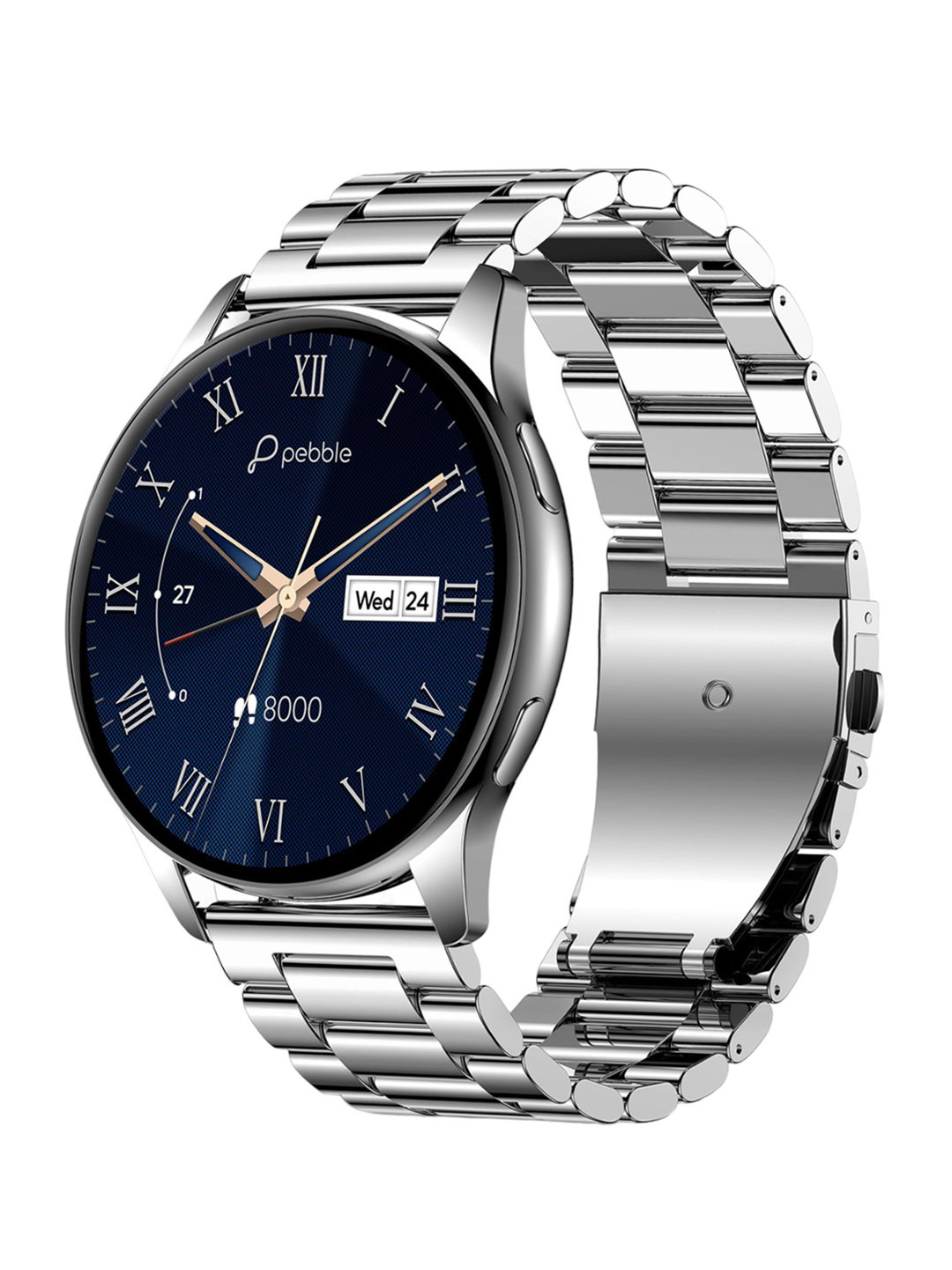 Buy Pebble Mettle 1.32" Round HD Display BT Calling Premium Voice ...