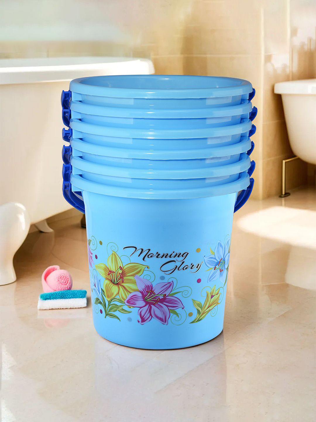 Buy Kuber Industries Blue & Yellow 6 Pieces Floral Printed Water ...