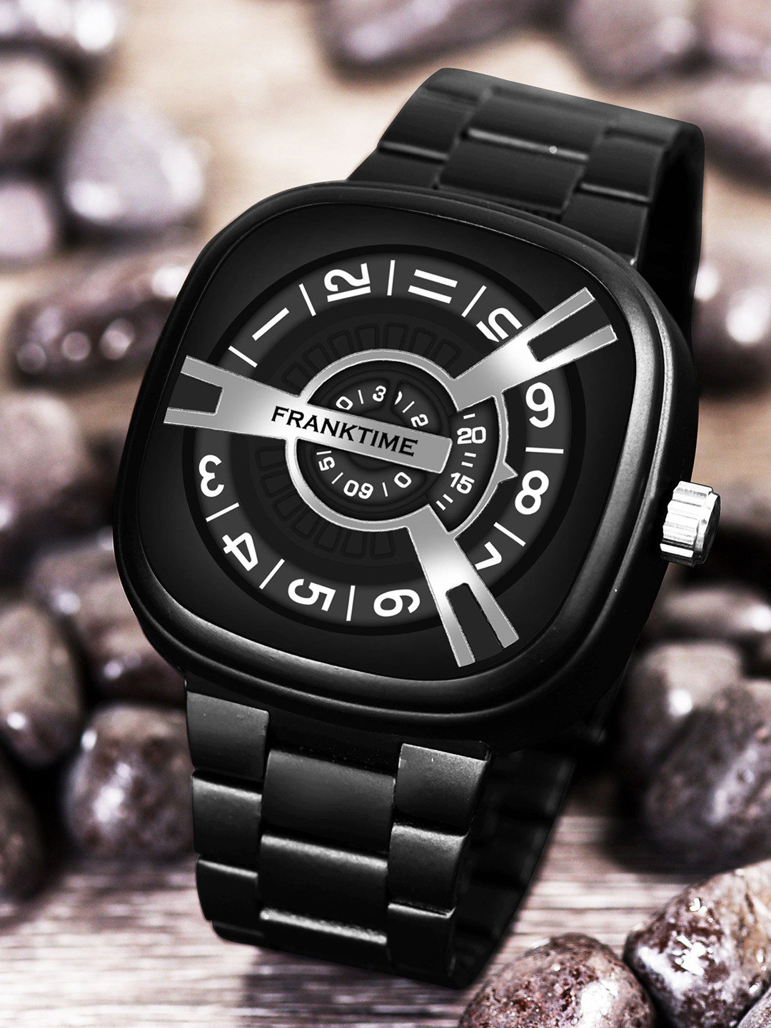 Buy Franktime Men Brass Dial & Stainless Steel Bracelet Style Straps ...