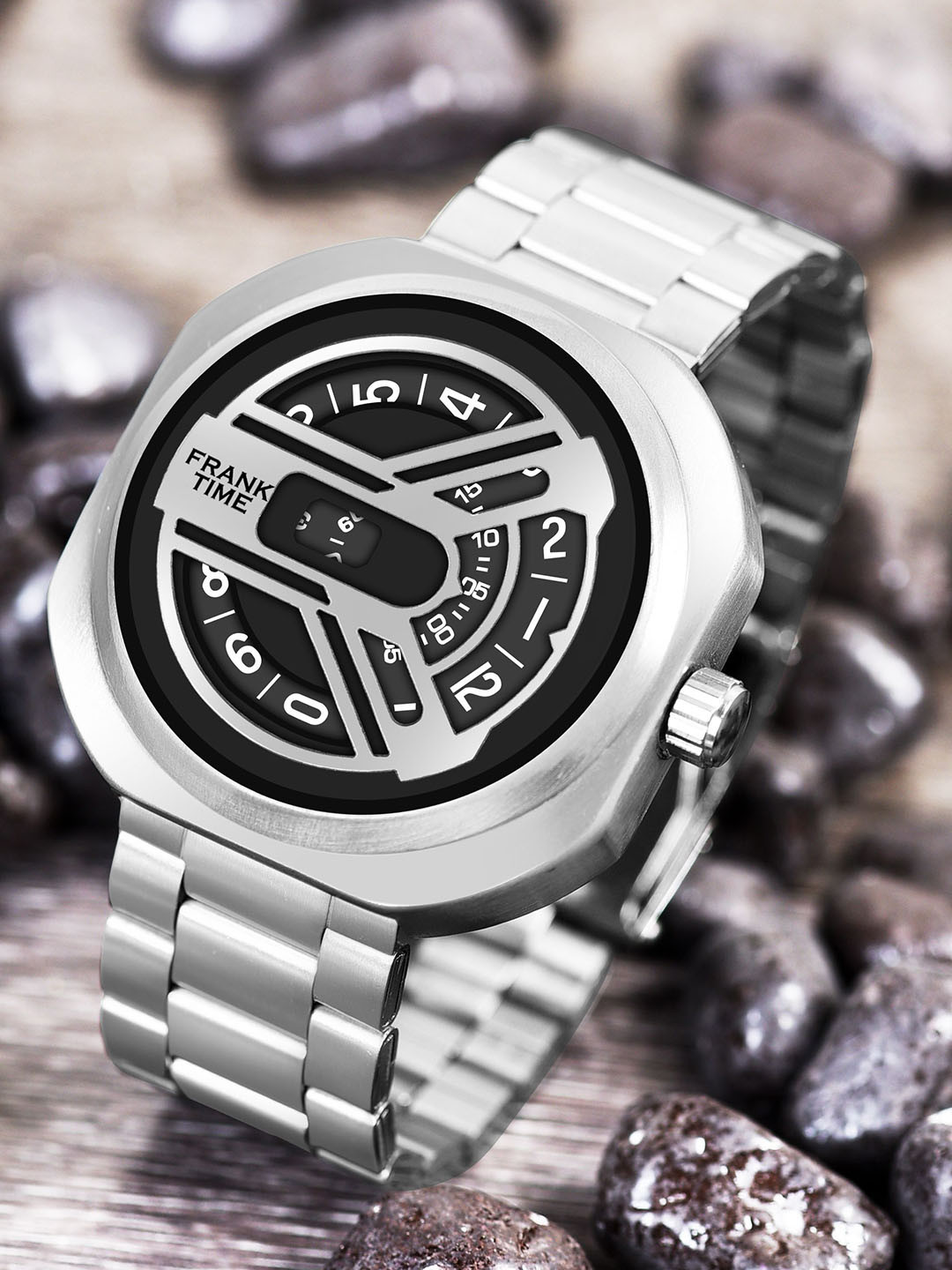 Buy Franktime Men Brass Dial & Stainless Steel Bracelet Style Straps ...