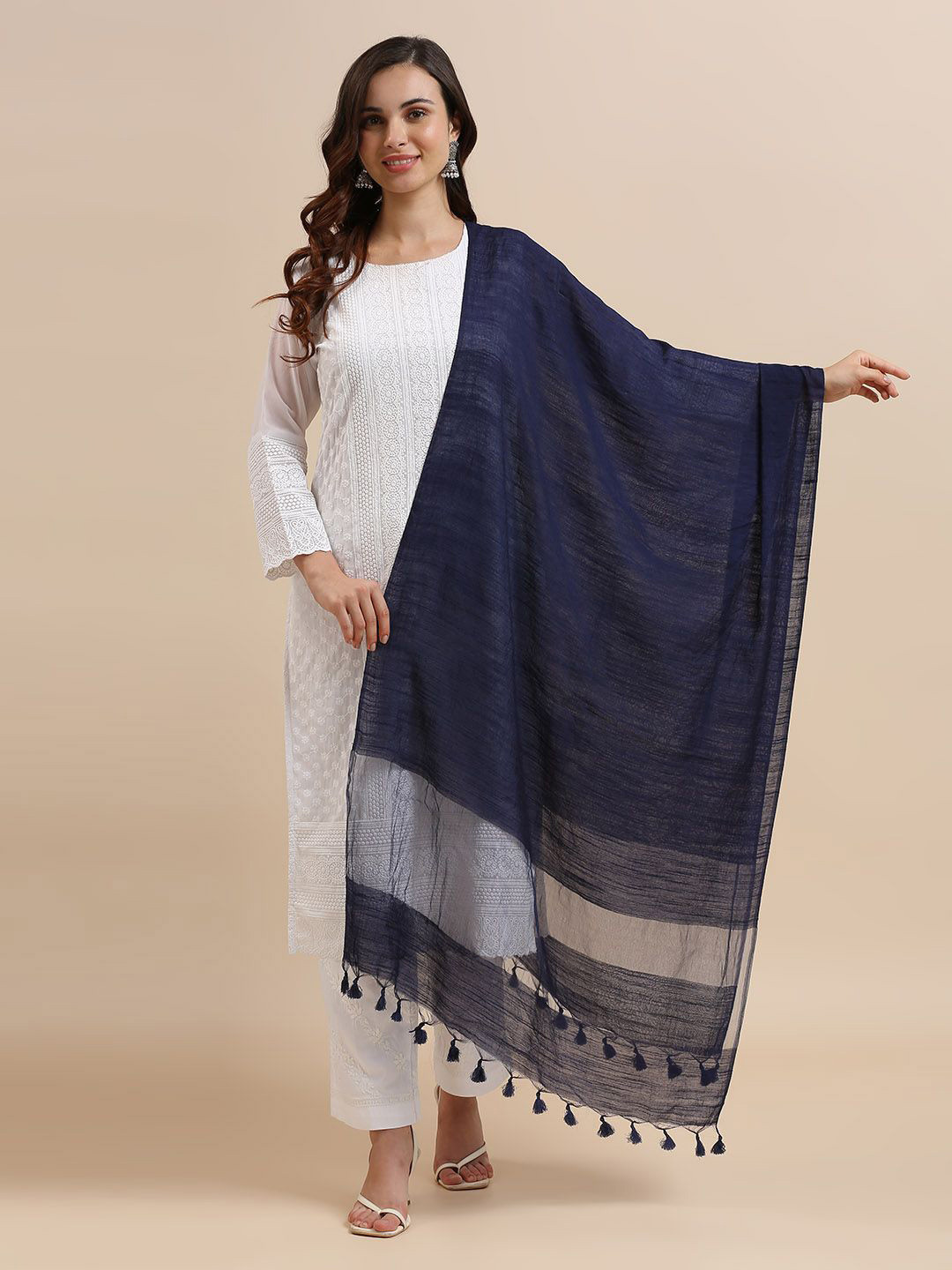Buy Dupatta Bazaar Tassel Bordered Dupatta - Dupatta for Women 30280004 ...
