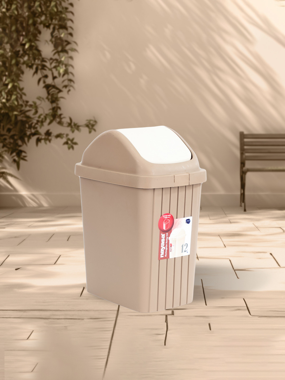 Buy Nayasa Brown Rectangular Swing Dustbin Dustbin With Swing Lid 15 12 ...