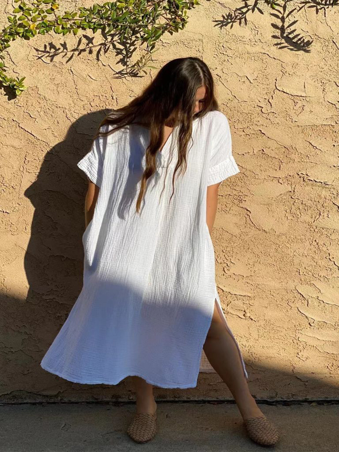 Buy StyleCast V Neck Side Slit A Line Midi Dress - Dresses for Women ...