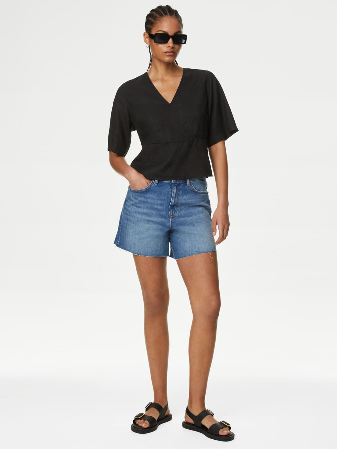 Buy Marks & Spencer Extended Sleeves Linen Top - Tops for Women ...