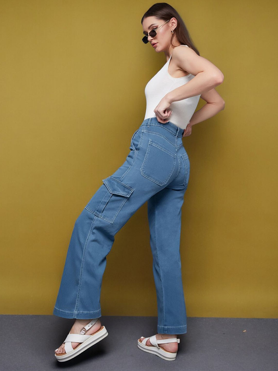 Buy Miss Chase Women Wide Leg High Rise Stretchable Jeans - Jeans for ...