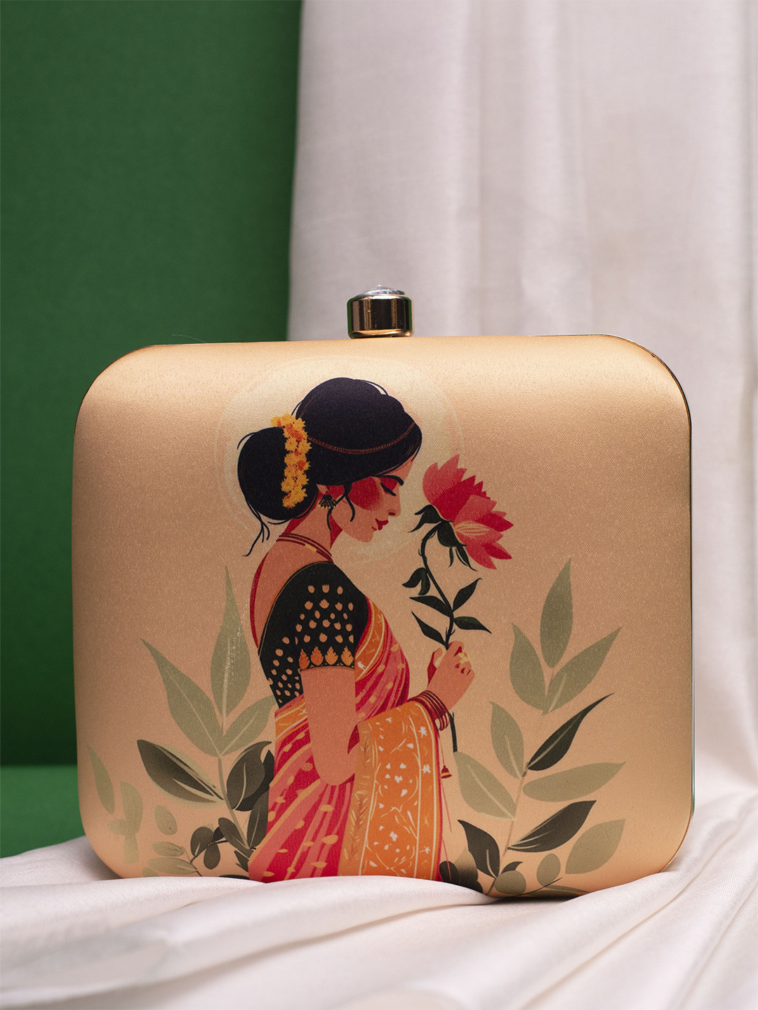 Buy ARTKLIM Based Indian In Saree Printed Box Clutch - Clutches for ...