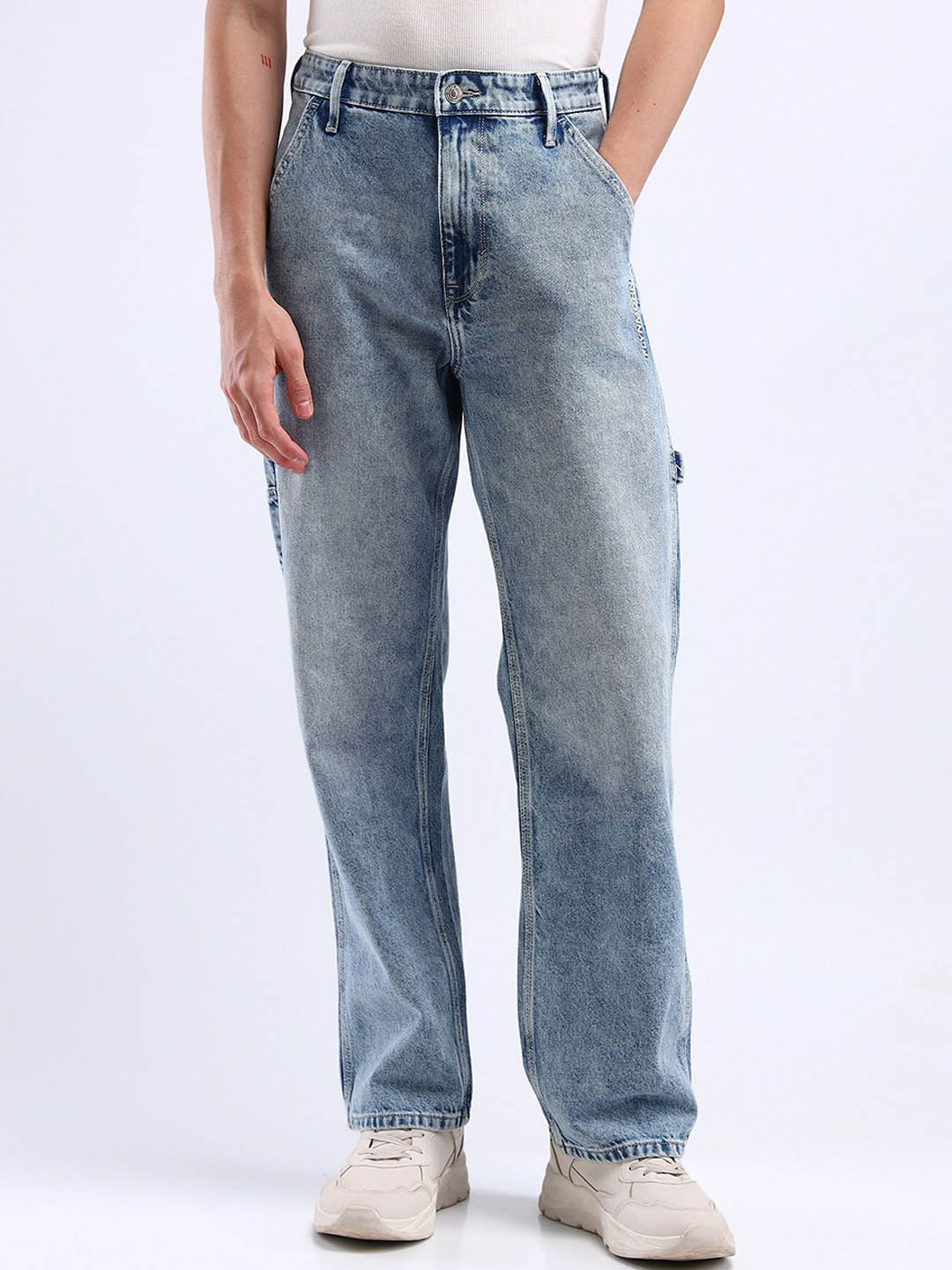 Buy Flying Machine Men Pure Cotton High Rise Low Distress Heavy Fade ...