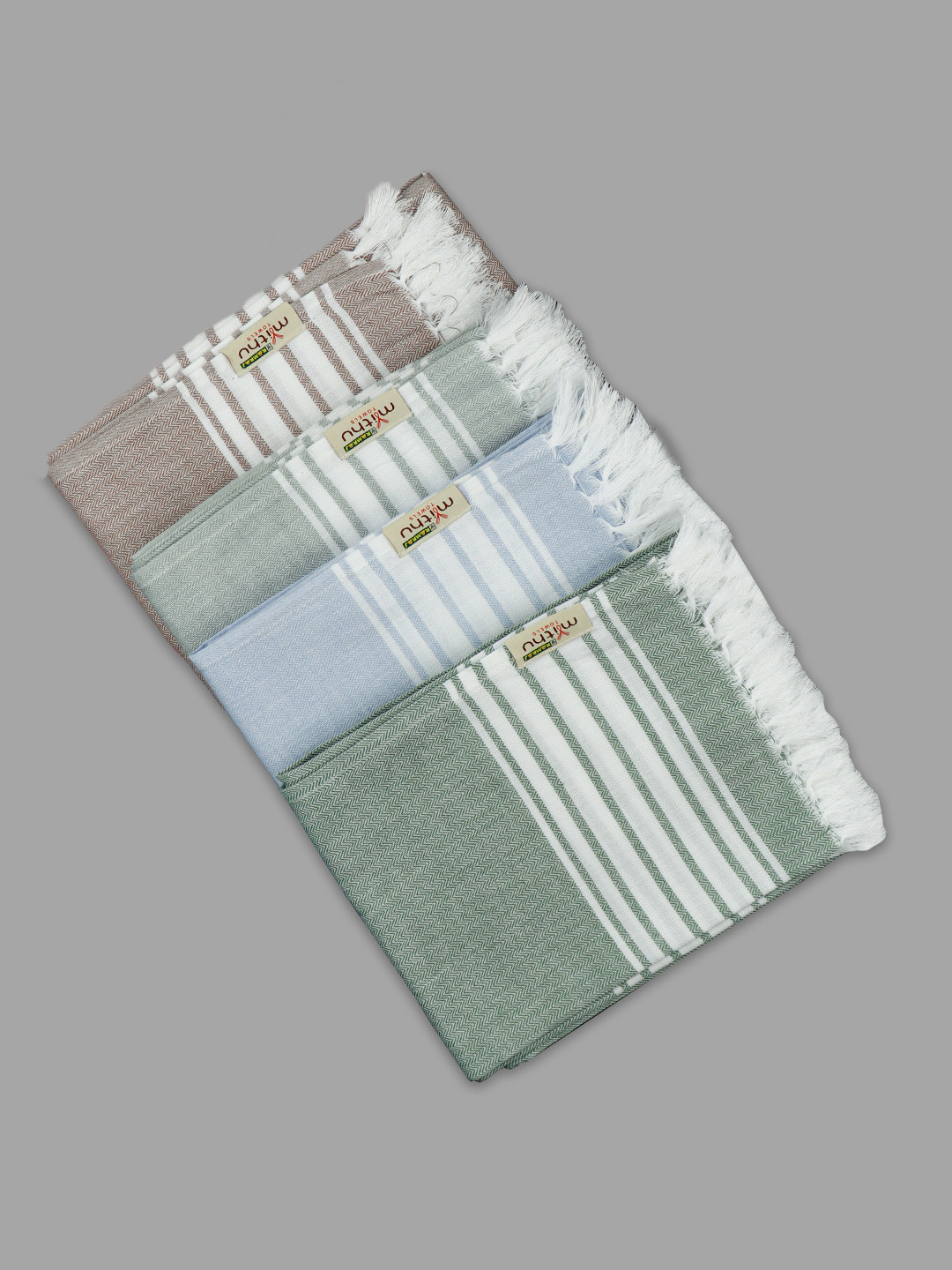 Buy Ramraj Pack Of 4 Pure Cotton Striped Multicolor 180 GSM Towel Set ...