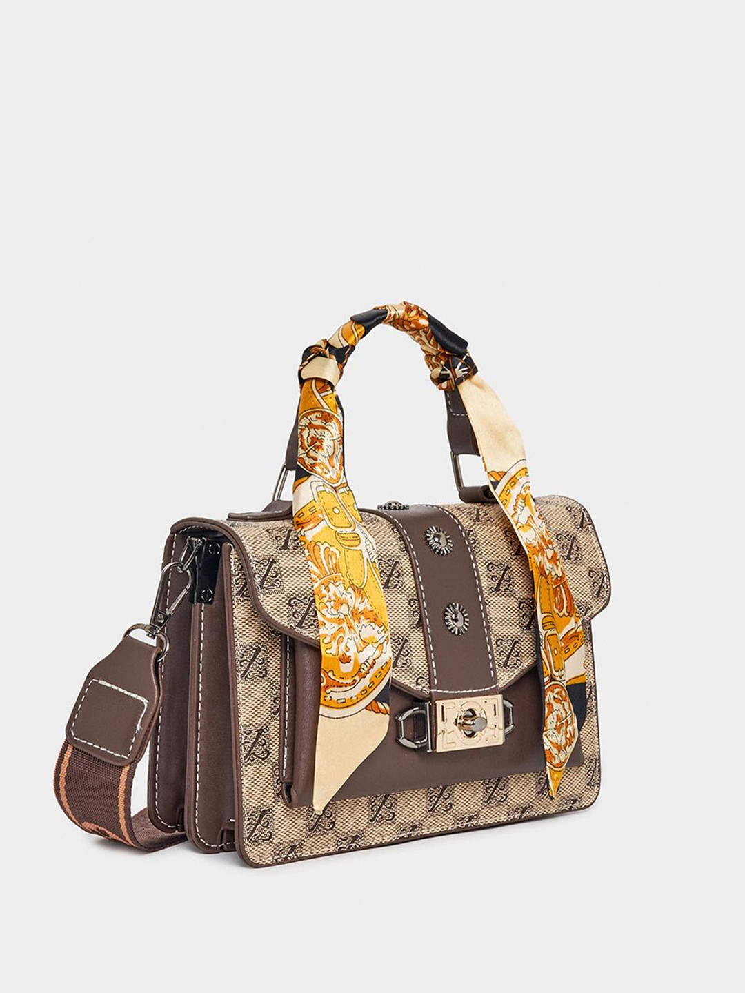 Buy Styli Women Geometric Printed Handheld Bag With Scarf - Handbags ...