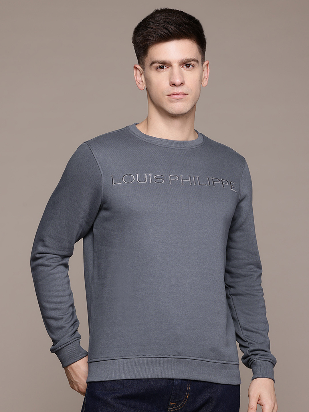 Buy Louis Philippe Brand Logo Embroidered Pullover Sweatshirt ...