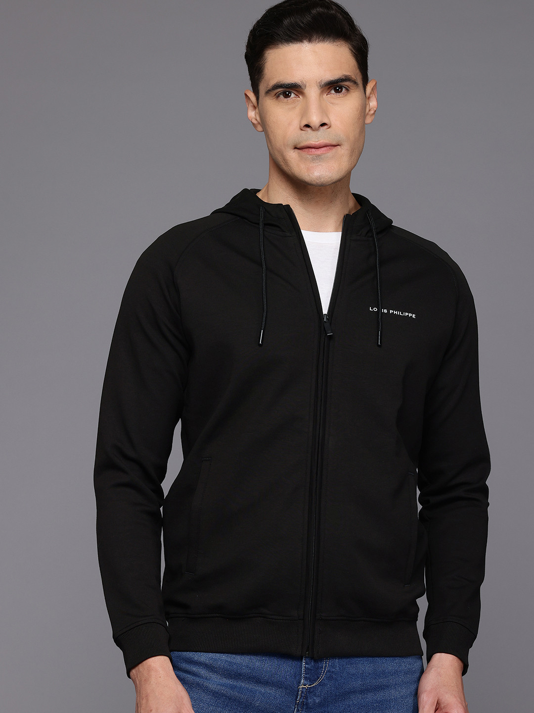 Buy Louis Philippe Brand Logo Print Hooded Sweatshirt - Sweatshirts for ...
