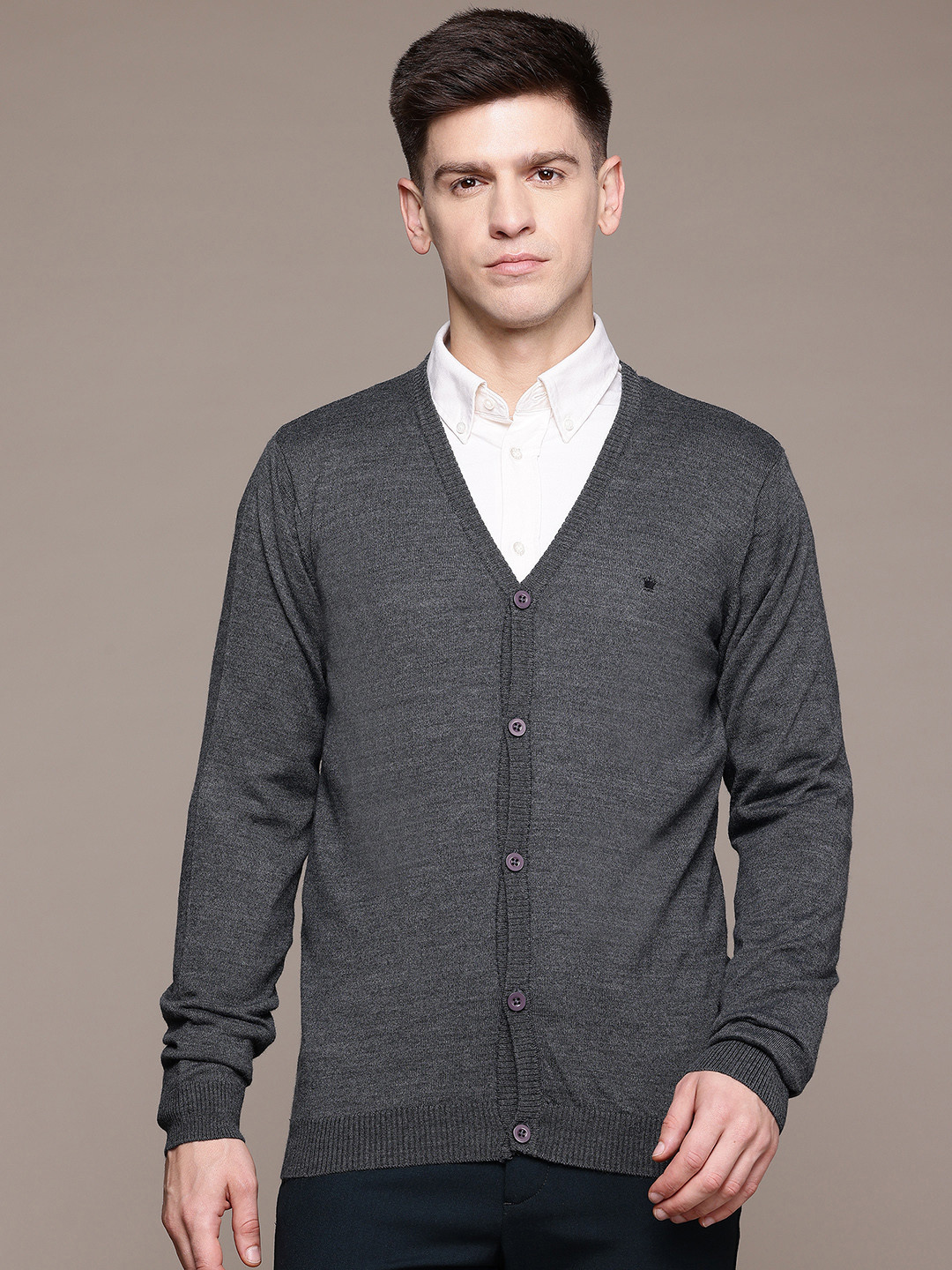 Buy Louis Philippe Brand Logo Print Knitted Cardigan - Sweaters for Men ...
