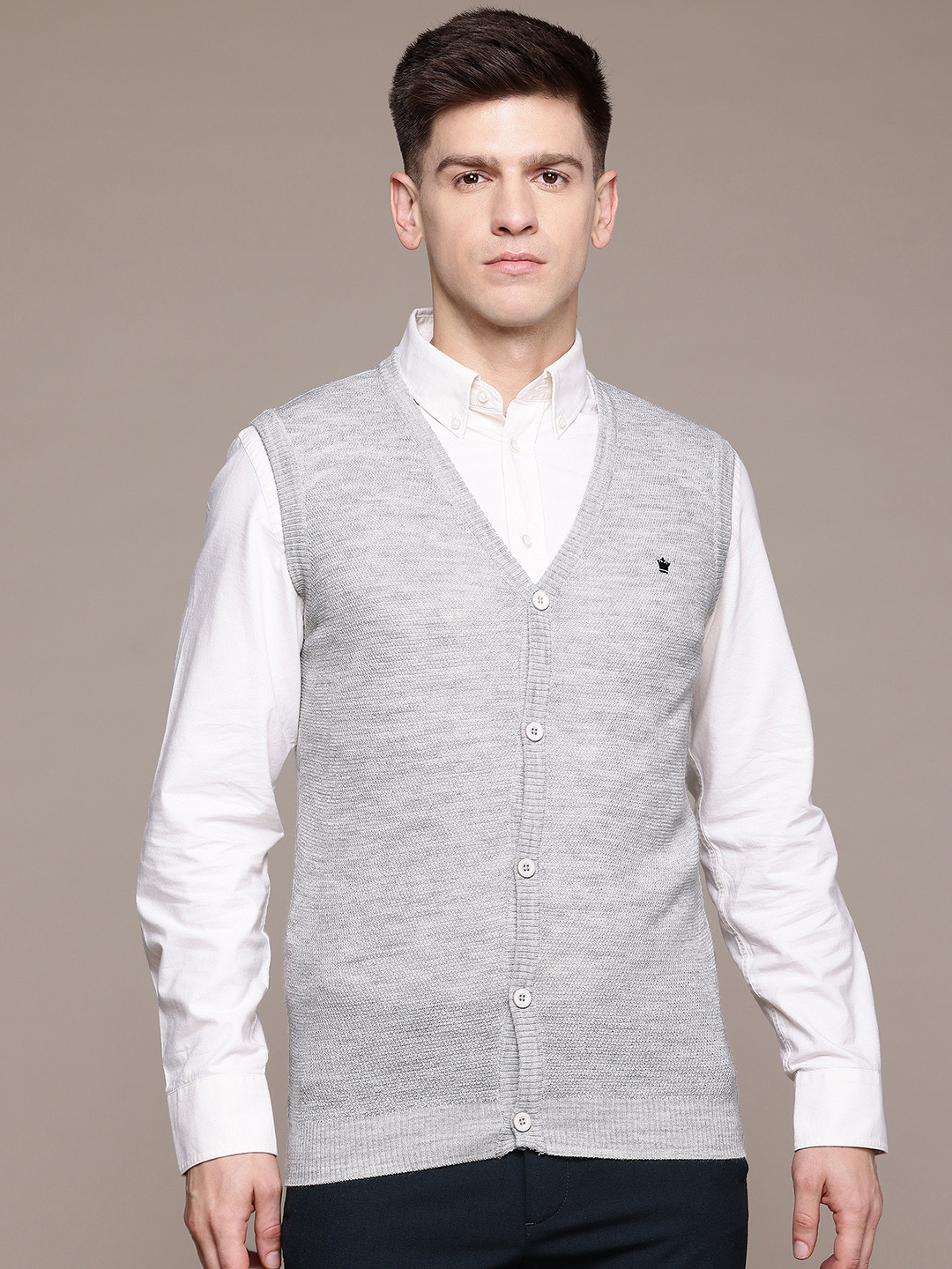 Buy Louis Philippe Brand Logo Print Knitted Cardigan - Sweaters for Men ...