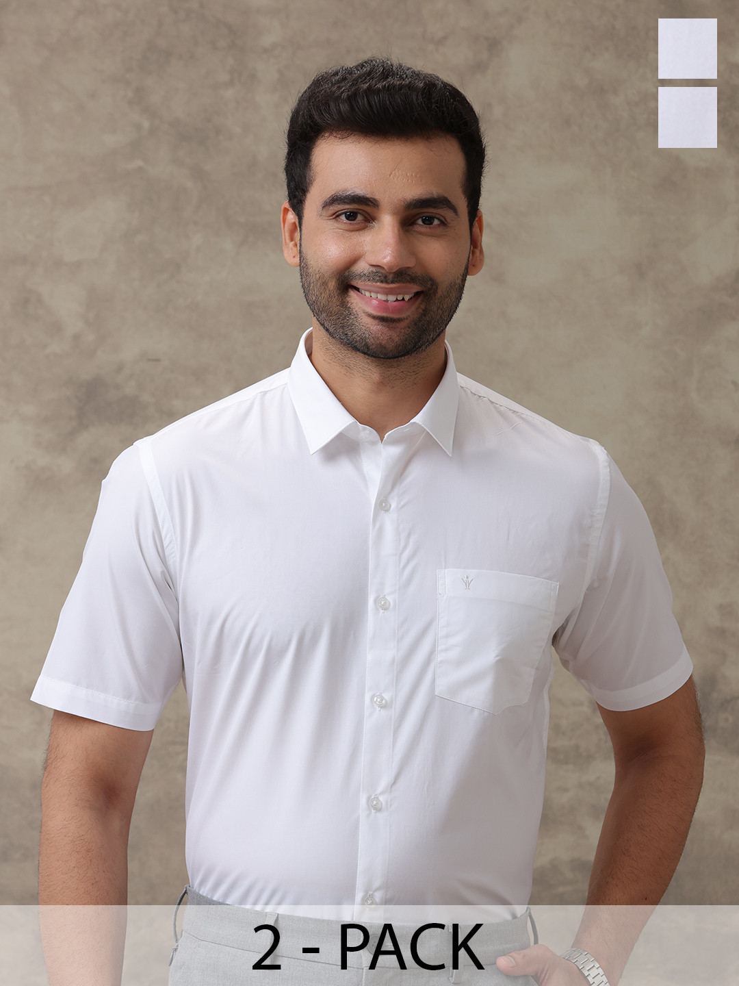 Buy RAMRAJ Winner Men Pack Of 2 Pure Cotton Solid Half Sleeves Shirts ...