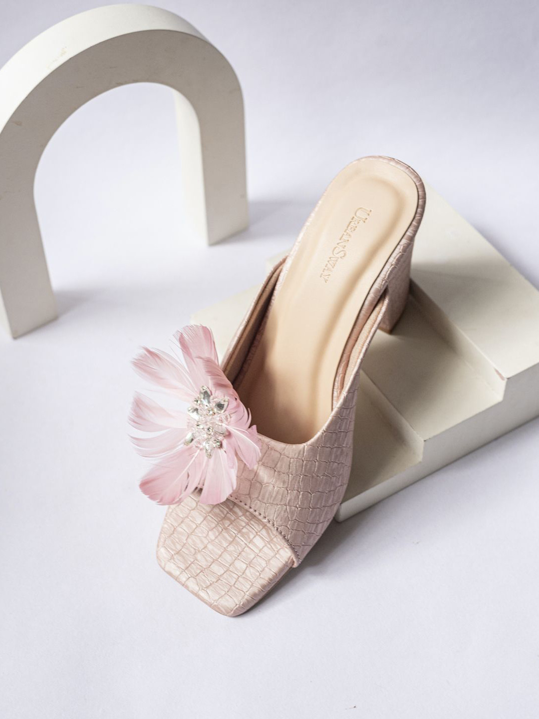 Buy UrbanSway Textured Block Mules - Heels for Women 30349108 | Myntra