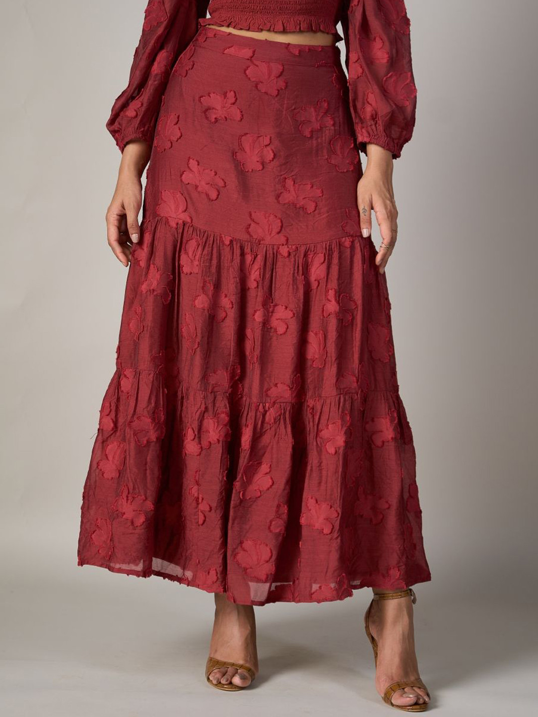 Buy Style Island Women Self Design Flared Maxi Skirts - Skirts for ...