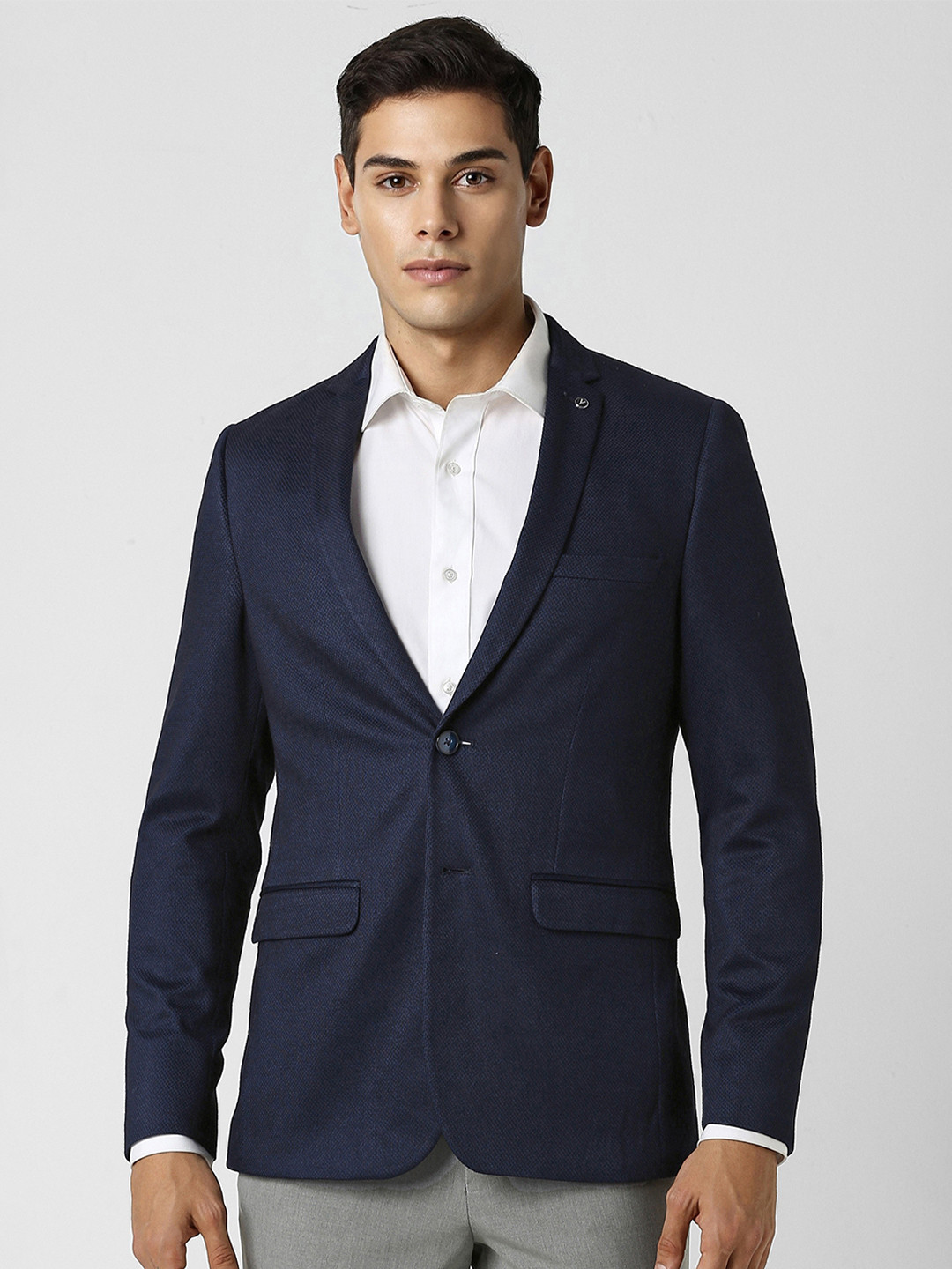 Buy Van Heusen Self Design Ultra Slim Fit Single Breasted Formal Blazer ...