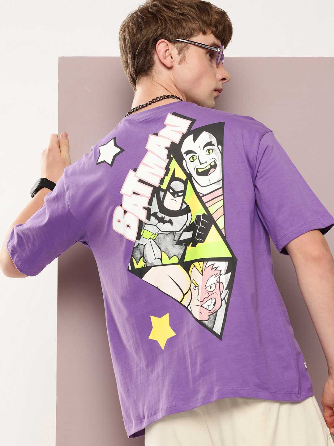 Buy Kook N Keech Batman Printed Drop Shoulder Sleeves Oversized Pure ...