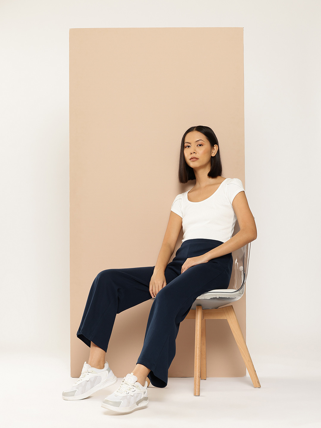 Buy Her By Invictus Women Wide Leg Flared Slip On Trousers - Track ...