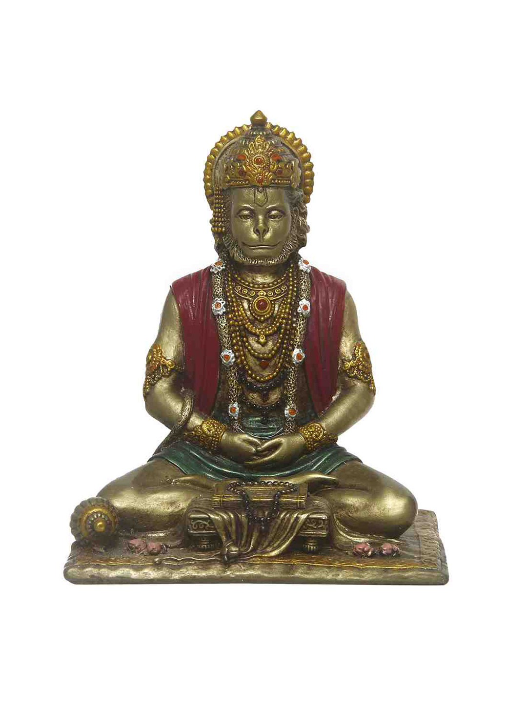 Buy HANDICRAFTS PARADISE Gold Toned & Red Religious Hanuman Ji Idol ...