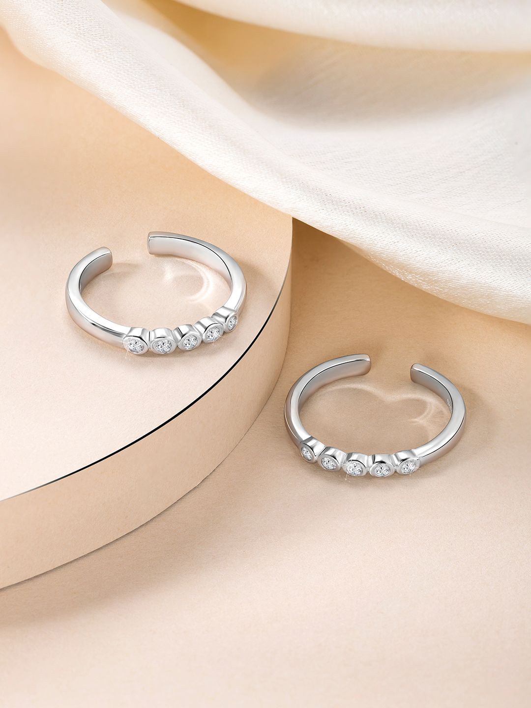 Buy Silvora By Peora 925 Sterling Silver Plated Cubic Zirconia Studded ...