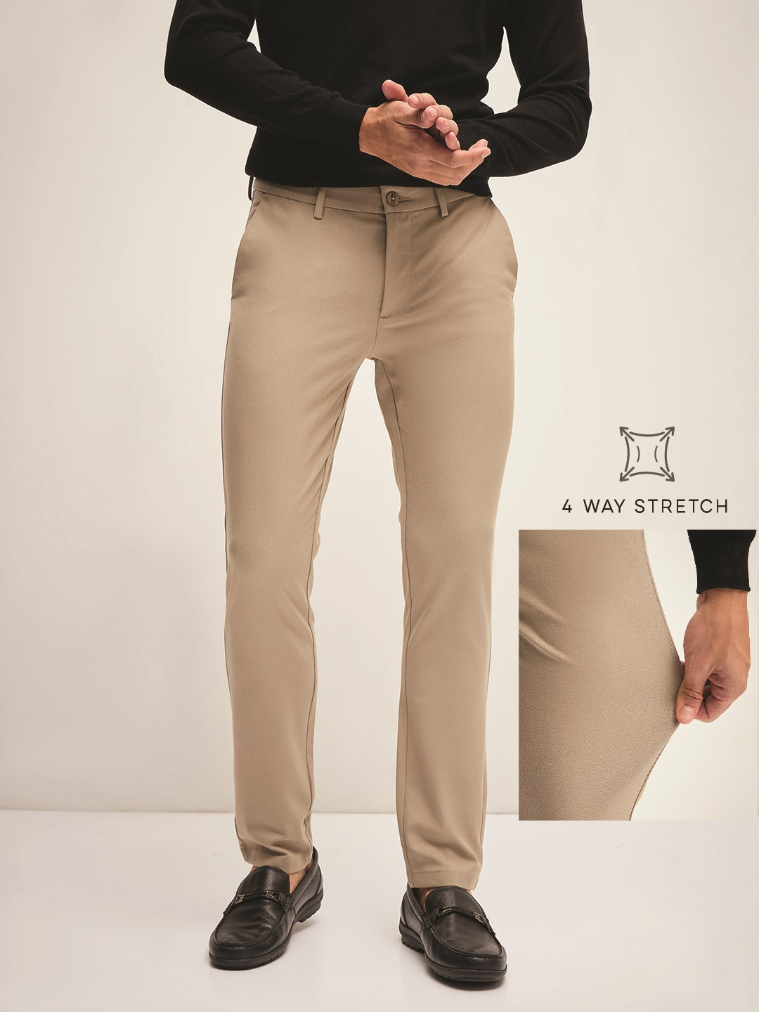 Buy THE BEAR HOUSE Men Solid 4 Way Stretch Slim Fit Formal Trouser ...