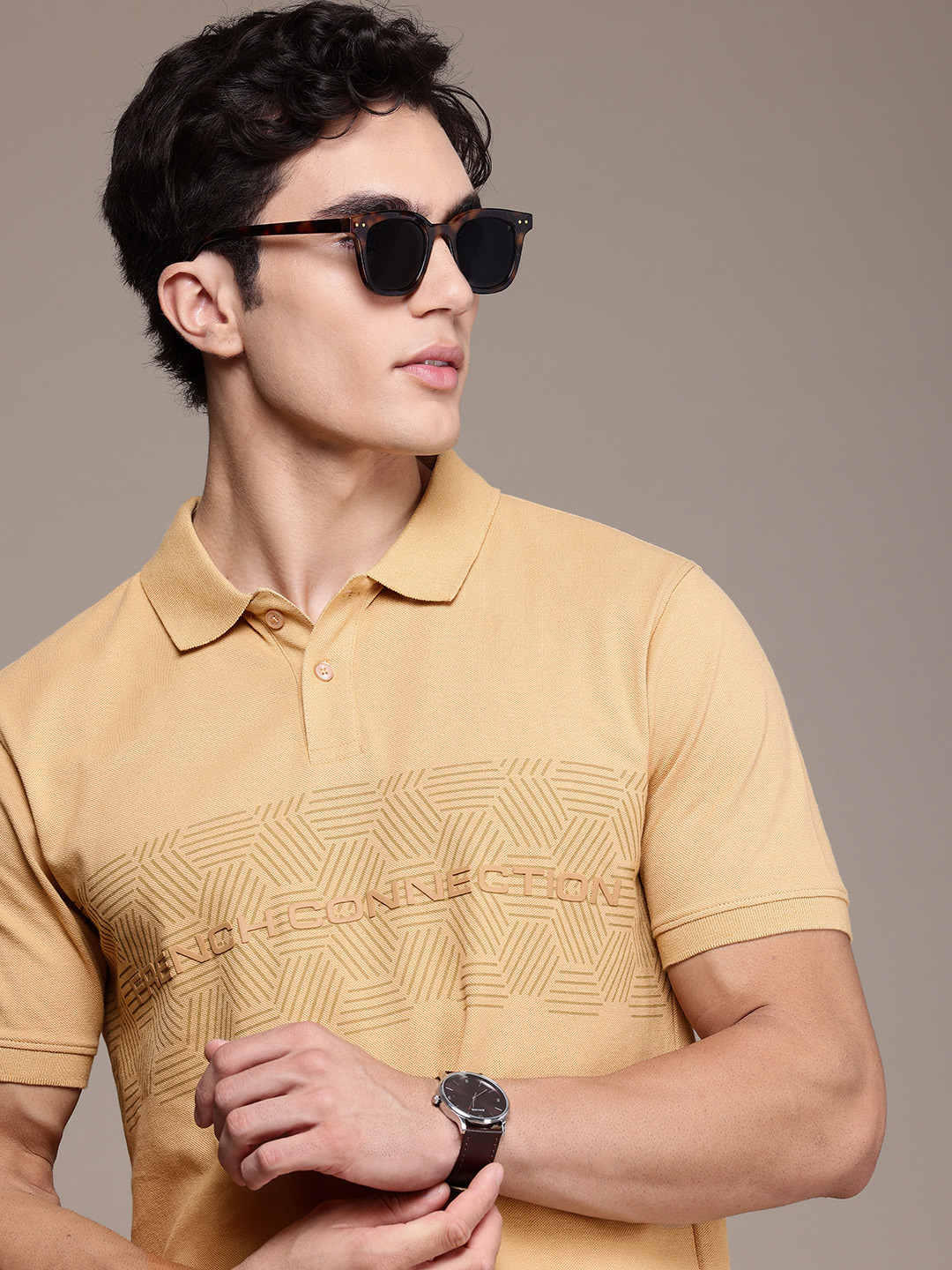 Buy French Connection Brand Logo Printed Polo Collar Pure Cotton T ...