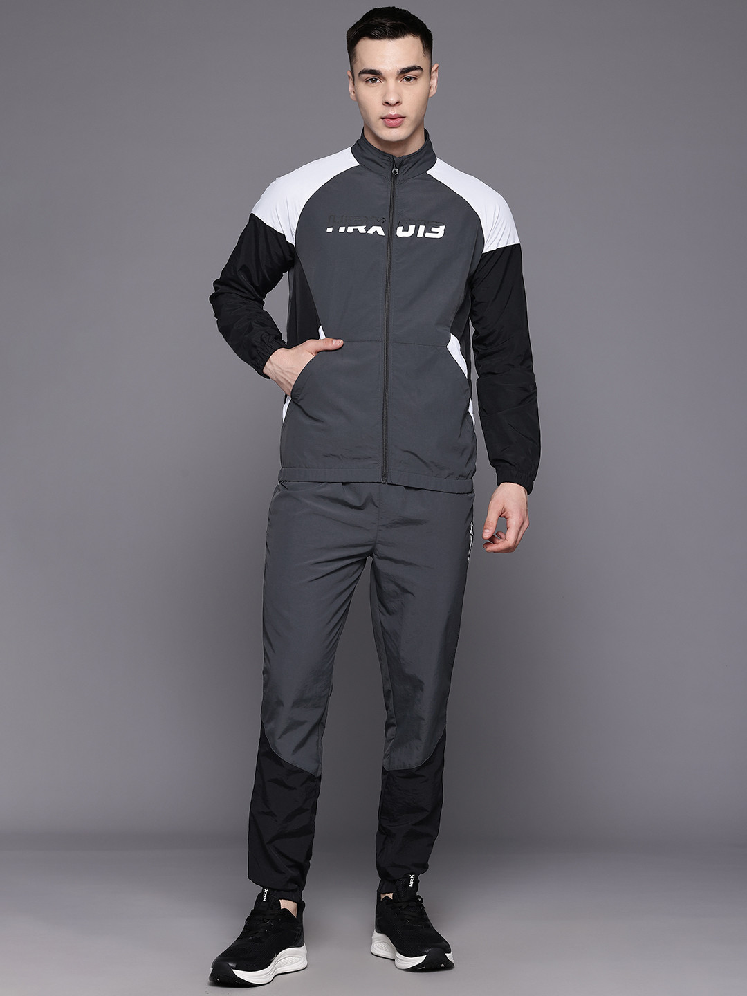 Buy HRX By Hrithik Roshan Men Rapid Dry Colourblocked Running Tracksuit ...