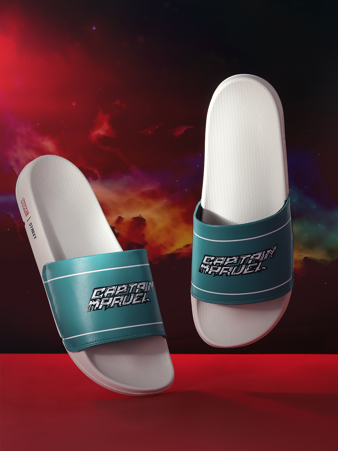 Buy MARVEL STREET Men Captain Marvel Printed Sliders - Flip Flops for ...