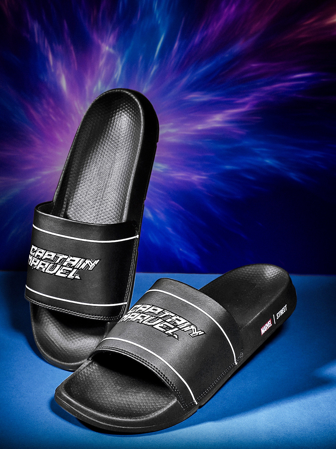 Buy MARVEL STREET Men Captain Marvel Printed Sliders - Flip Flops for ...