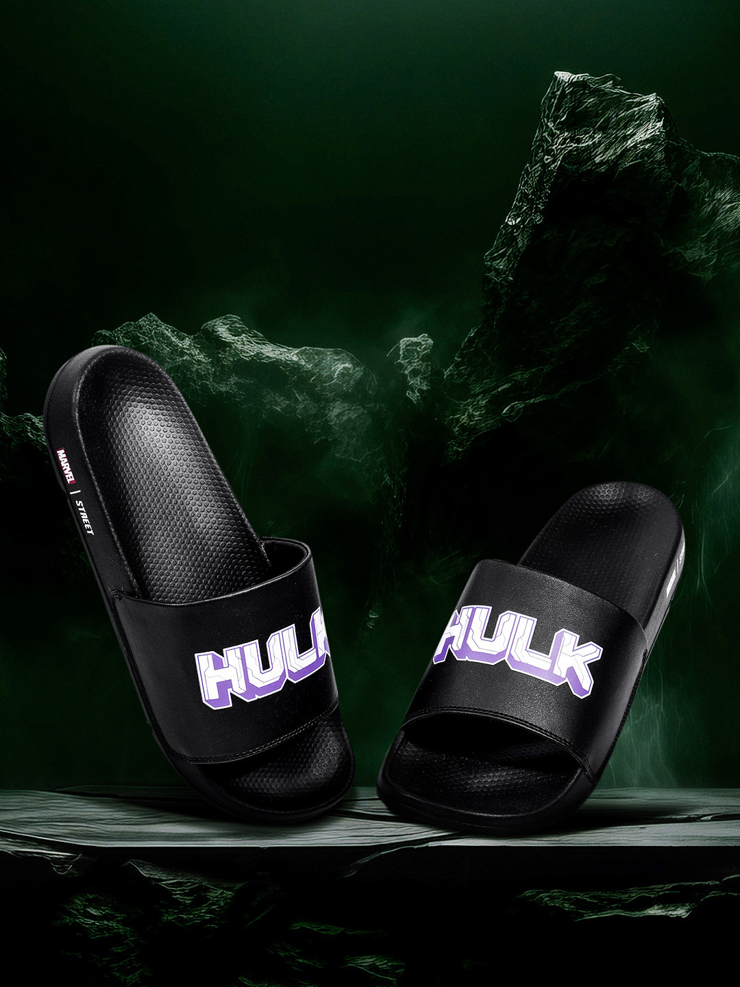 Buy MARVEL STREET Men Typography Hulk Printed Sliders - Flip Flops for ...