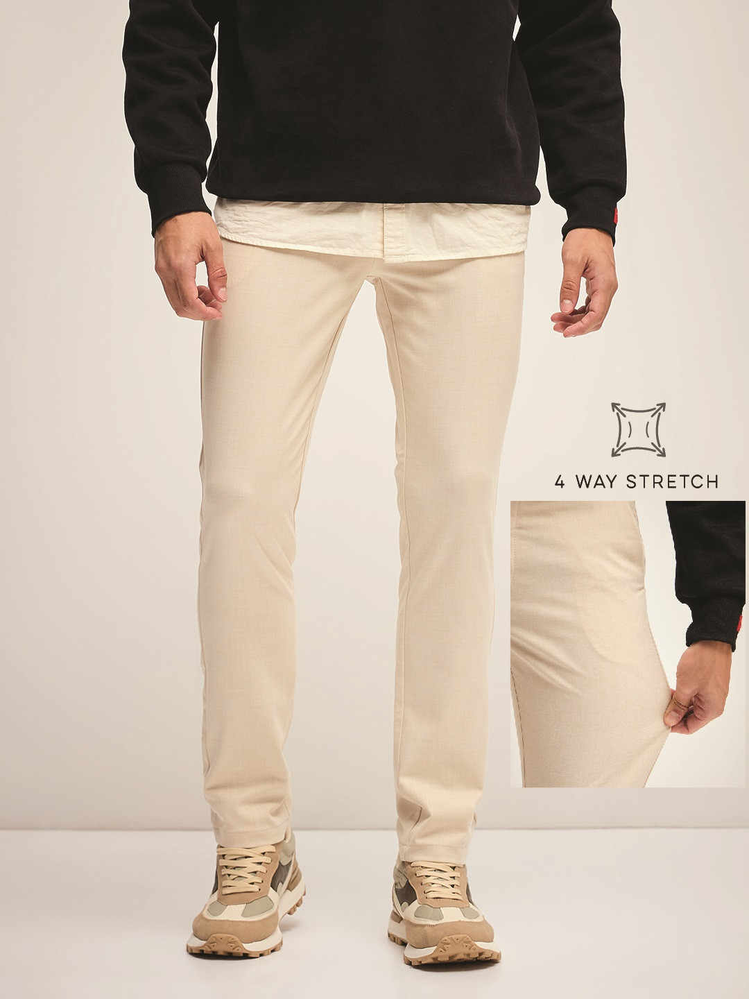 Buy THE BEAR HOUSE Men Solid 4 Way Stretch Formal Trouser - Trousers ...