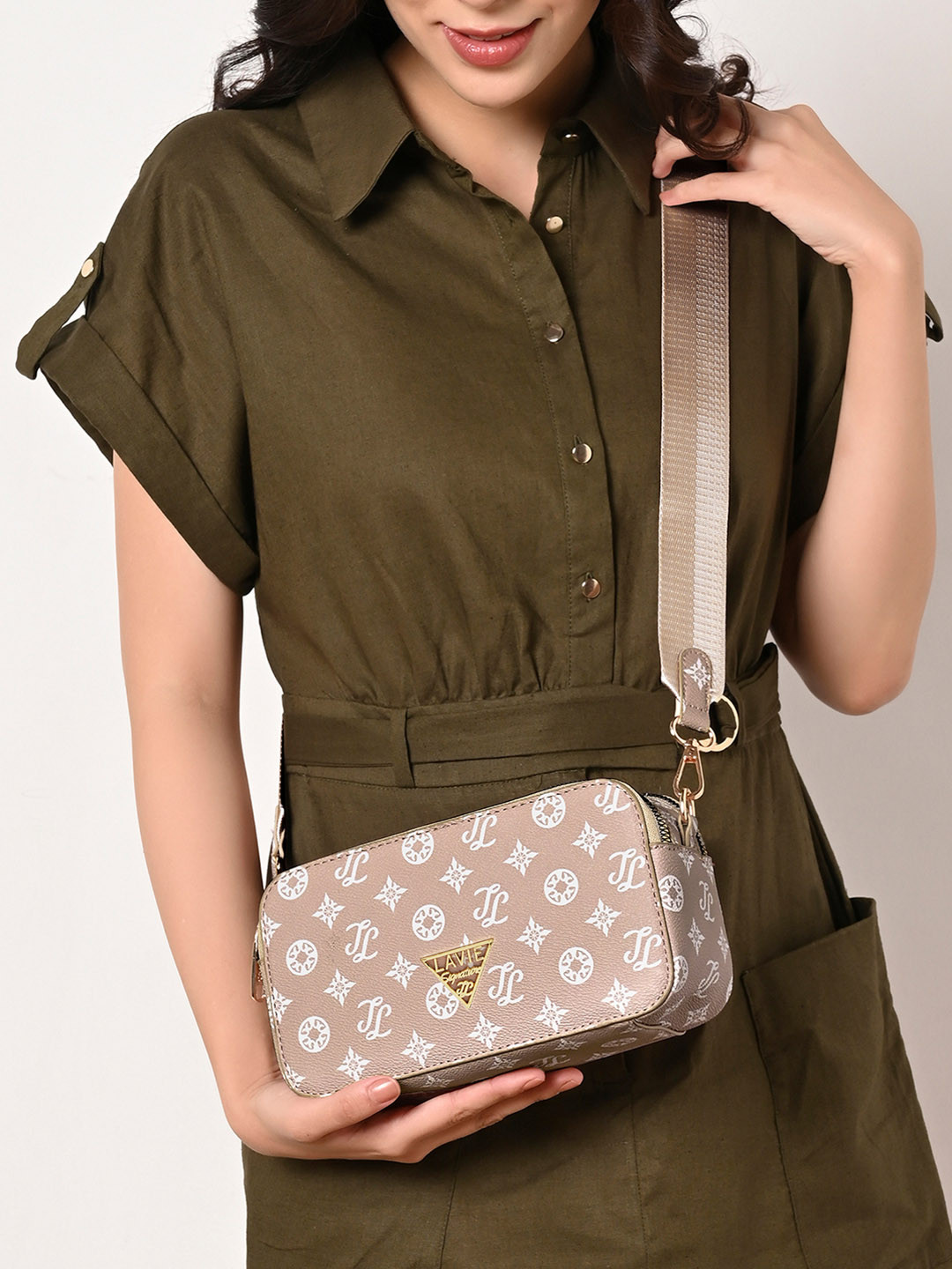 Buy LAVIE Signature Brand Logo Printed Hawaii Structured Small Sling ...