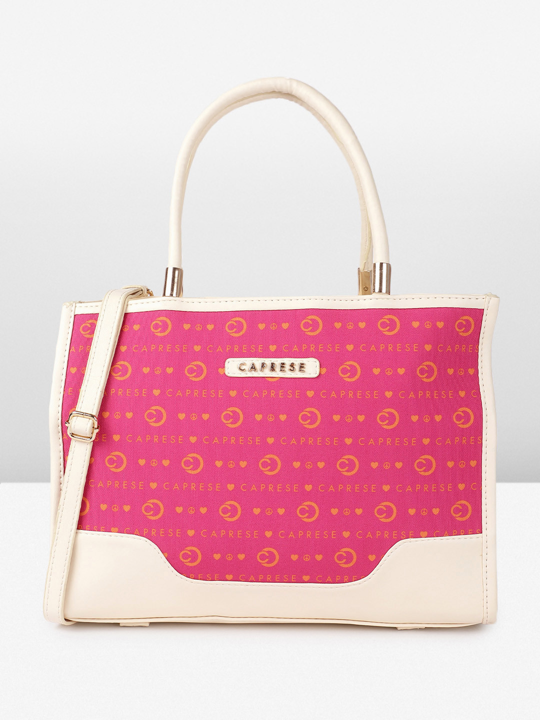 Buy Caprese Peace Brand Logo Printed Structured Handheld Bag - Handbags ...